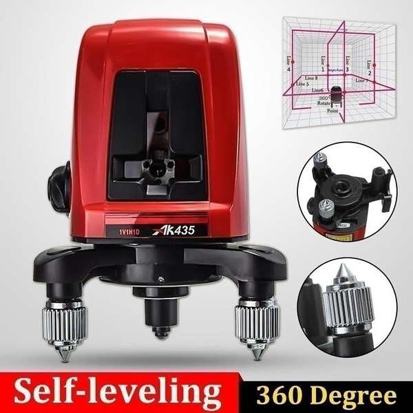 Laser Level 2 Lines 1 Point Self-Leveling 360 Degree Rotary Horizontal ...