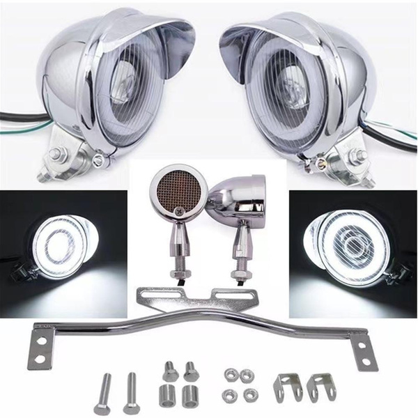 Chrome 12V LED Motorcycle Turn Signal Driving Passing SpotLight Fog ...