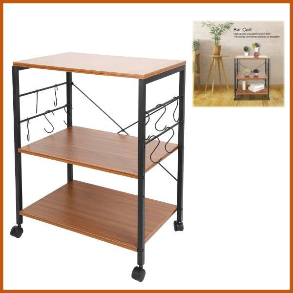 NEWEST 3 Tier Kitchen Trolley Bar Serving Cart Rolling Utility Cart ...