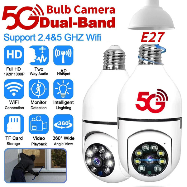 E27 Bulb Surveillance Camera 2.4G/5G Wifi Camera Night Vision Full ...