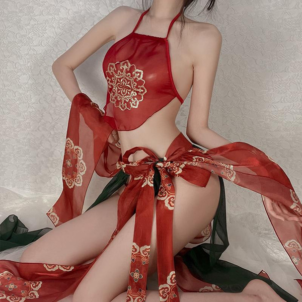 Red Chinese Hanfu Cosplay Costumes Sexy Lingerie Women Sleepwear Classic Bride Wedding Outfits ...