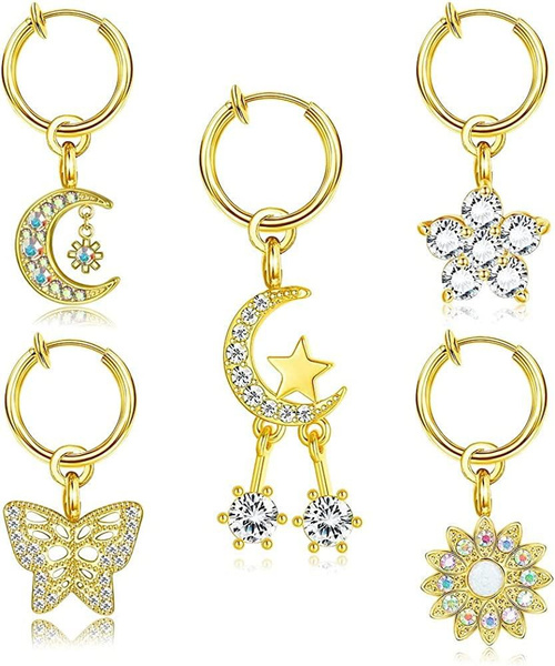 5 Pieces Fake Belly Button Rings, with Opal CZ Clip on The Women's ...