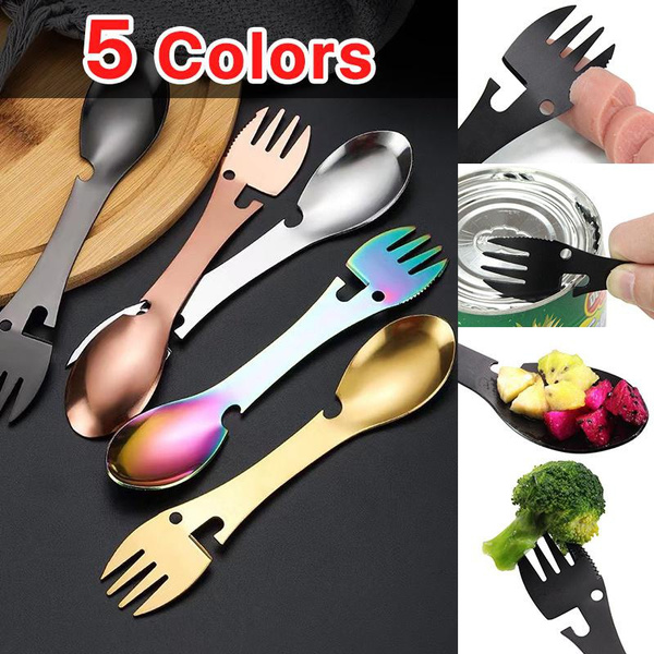 5 in 1 Multitool Outdoor Survival Stainless Steel Fork Spork Picnic ...