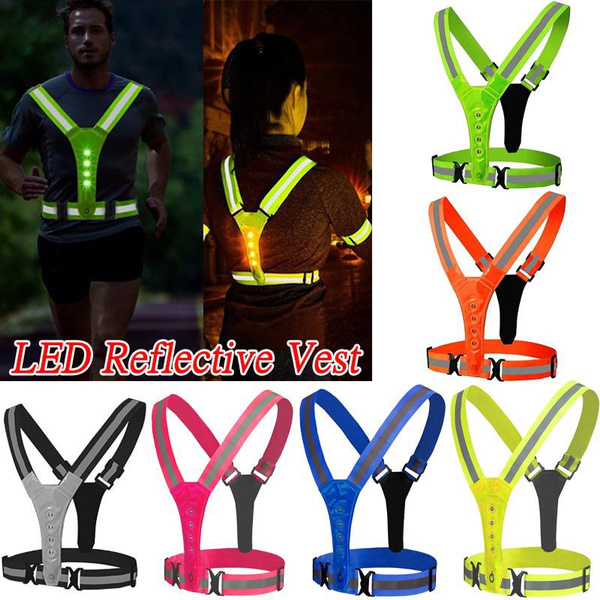 NEW High Quality Waterproof LED Sports Reflective Vest Elastic ...