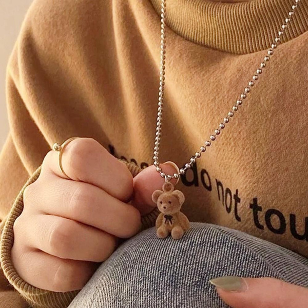 Flocking Bear Pendant Necklace Cute Bear Chain Necklaces for Women Girls Jewelry Gifts | Wish