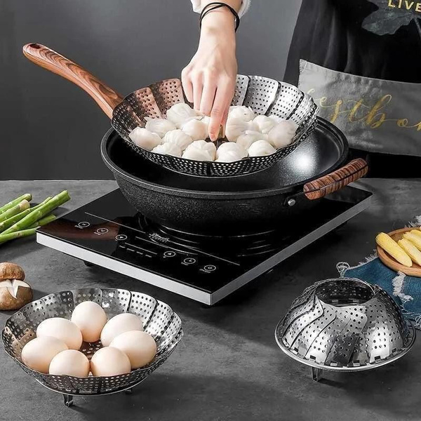 Multifunctional Vegetable Seafood 304 Stainless Steel Steam Tray Silver ...