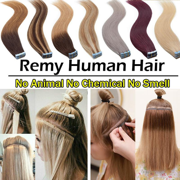 S-noilite 12"-24" Tape In Hair Extensions Real Human Hair Ombre ...