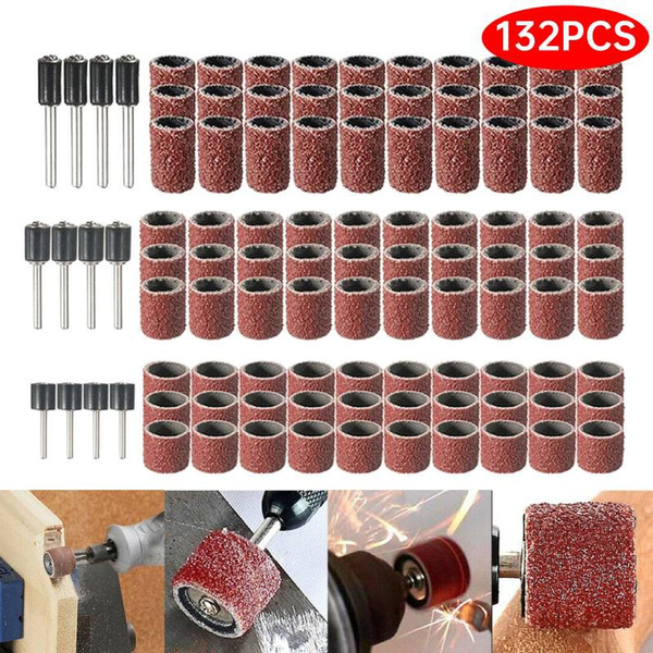 132PCS Sanding Drum Set Grit #120 Dremel with Sanding Mandrels Sanding ...