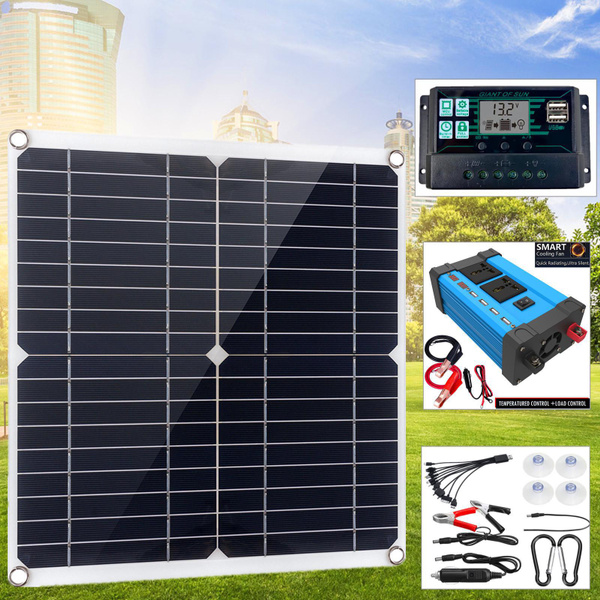 Solar Panel Kit Solar Power System 4-USB Ports 12V To 110V/220V 6000W ...