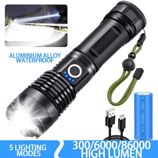 Flashlights LED Rechargeable, 3000/6000/98000 High Lumens XHP70.2 ...