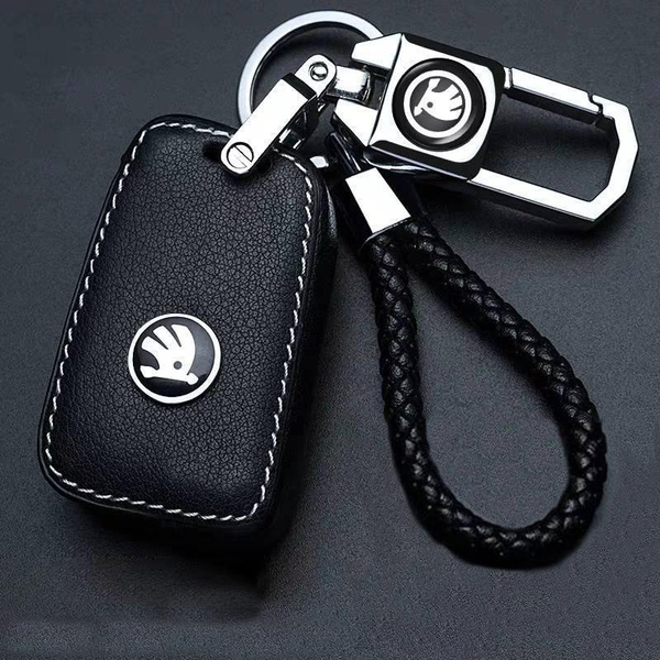 Leather Car Key Cover Case For Skoda Octavia Fabia Superb Vision D ...