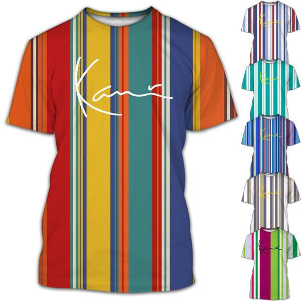 22022 Fashion Hip-hop T-shirt 3D Printing Karl Kani Logo Stripe Casual ...