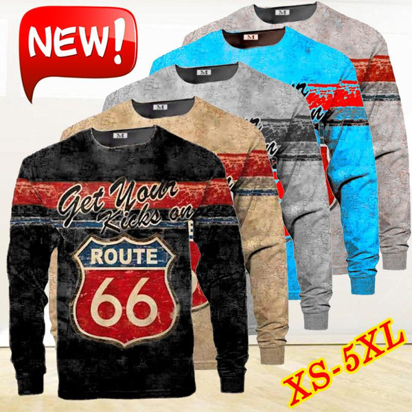 New Fashion Men Casual Long Sleeve Shirts Route 66 3D Printed T-Shirts ...