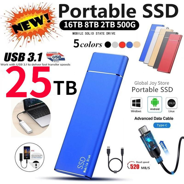 External HD 25TB Portable SSD Hard Drive 2TB 8TB 16TB Type-C USB 3.1 ...