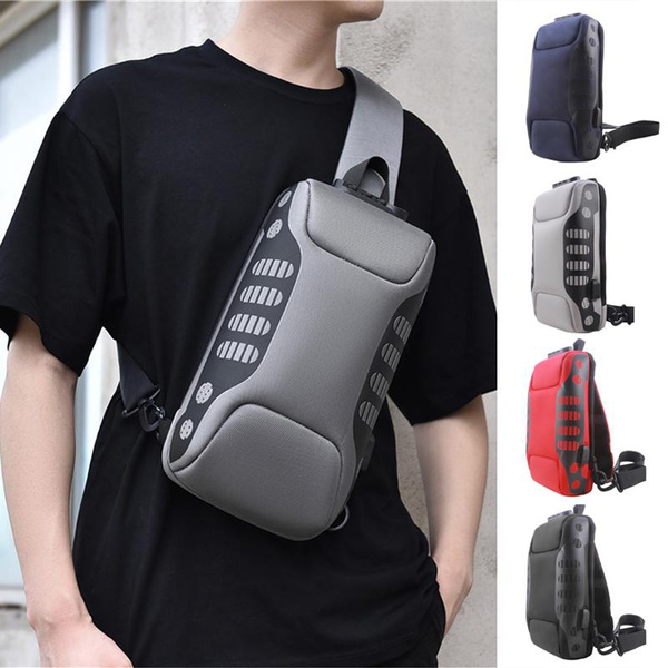 Sling Backpack Portable USB Charging Port Anti-Theft Men's Chest Bag ...