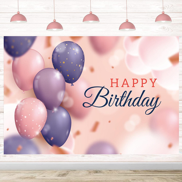 Purple and Pink Happy Birthday Banner Decorations Purple Happy Birthday ...