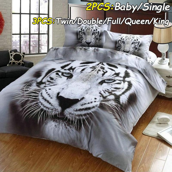3D Animal Series Tiger Printed Bedding Set Lifelike White Tiger of ...