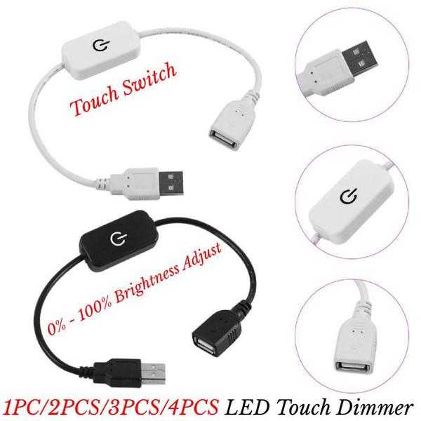 1pc/2pcs/3pcs/4pcs LED Touch Inline Dimmer 5V 3A USB Cable Male To ...