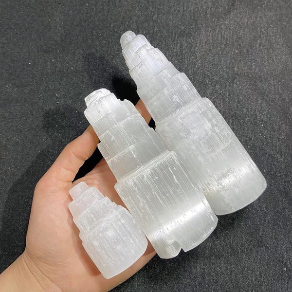Natural White Selenite Gypsum Crystal Tower Skyscraper Castle Clear ...