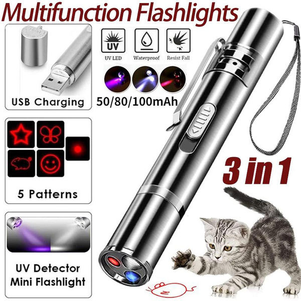 LED Light 3in1 Multifunction Flashlights Cat Toys Indoor Cats Dog Long ...