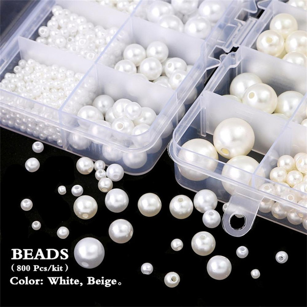 800pcs Pearl Beads for Jewelry Making，3mm To 14mm Plastic Pearl Beads ...