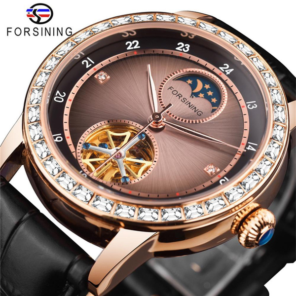Forsining 2023 Classic Retro Laser Brown Dial Design Tourbillon ...