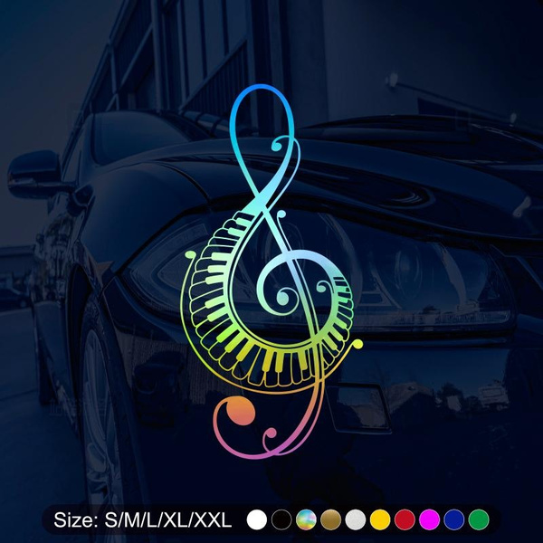 1PC Classic Art treble Clef Piano Keys Auto Body Stickers Music Sheet ...