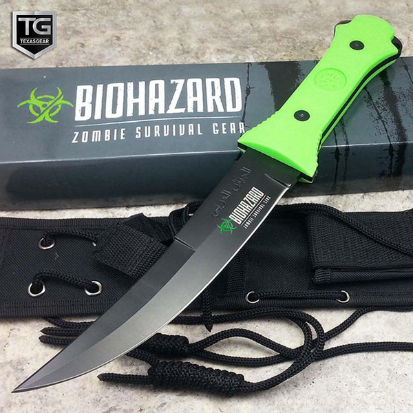 13" Tactical BIOHAZARD ZOMBIE Hunting JUNGLE SURVIVAL Fixed Blade Knife ...