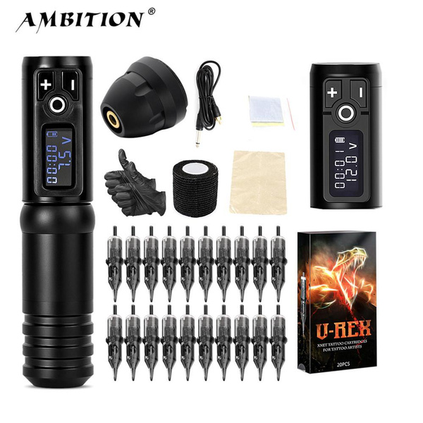 AMBITION Flash Wireless Tattoo Pen Machine Kit Battery Portable Power ...