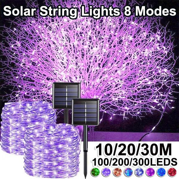 8 Modes Solar Powered Copper Wire String Lights for Outdoor Indoor Home ...