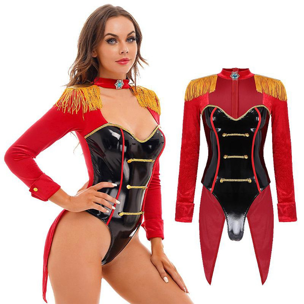 Sexy Ringmaster Show Costume Vintage Ringmaster Jacket Halloween Costume Piece Cropped Tailcoat ...