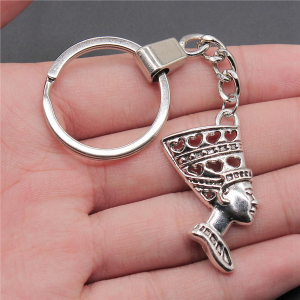 1pcs Zinc Alloy Ancient Egypt Goddess Charms Key Chains Metal Key Ring ...