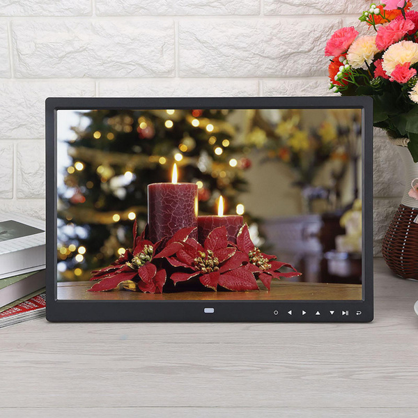 15" HD Screen Touch Button Digital Photo Frame Alarm Clock MP3/4 Movie ...