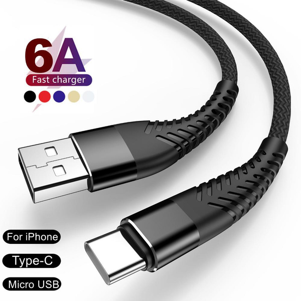 Weave Pattern USB Cable 6A Super Fast Charging Cable for iPhone iPad ...
