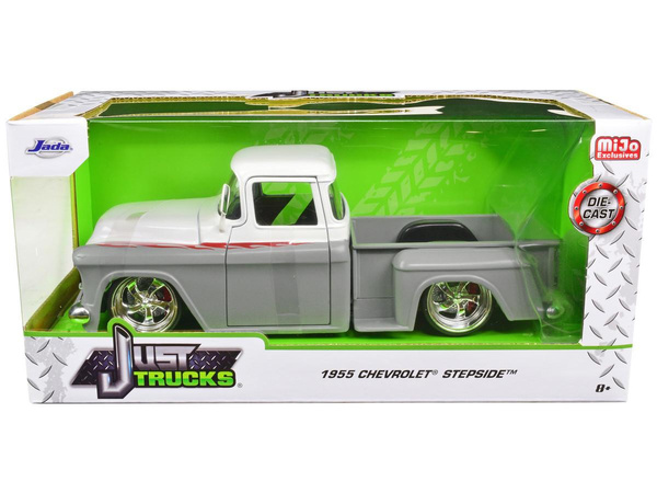 1955 Chevrolet Stepside Pickup Custom Two-Tone Grey White Red Flamed ...