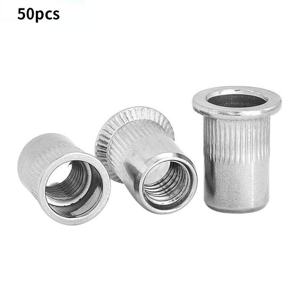 50pcs M3 M4 M5 M6 M8 M10 Aluminum Alloy Rivet Nuts Flat Head Threaded ...