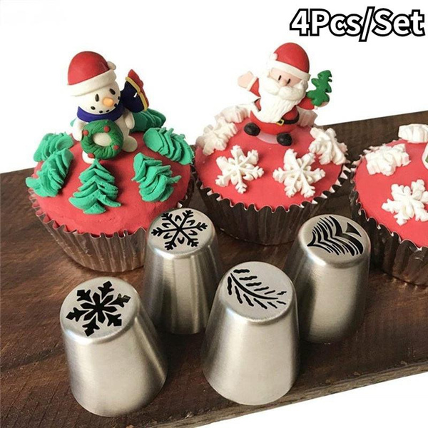 4pcs/set Christmas Baking Icing Piping Nozzle Cake Decoration Cream ...