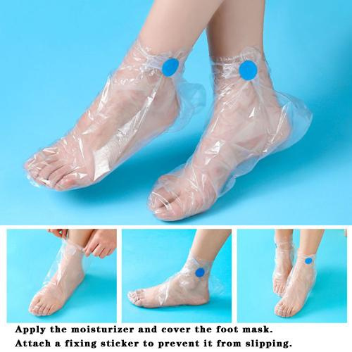 100PCS Disposable Transparent Plastic Foot Cover Socks Pedicure Prevent ...