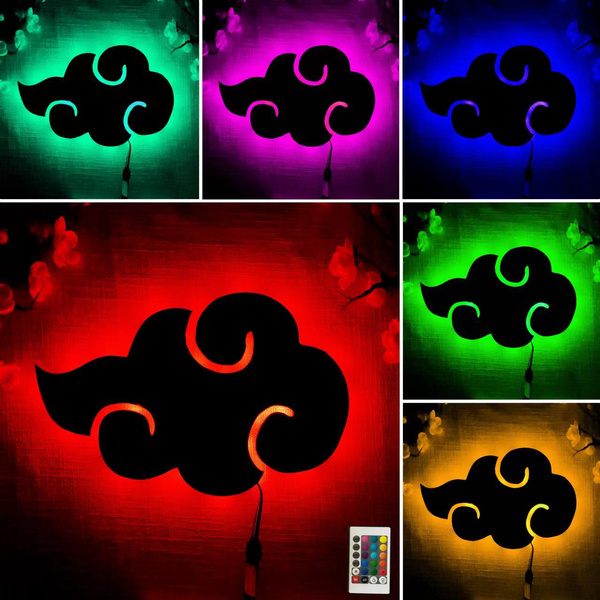 Naruto Akatsuki Red Cloud Lamp Remote Controller 7Colors Change Anime ...