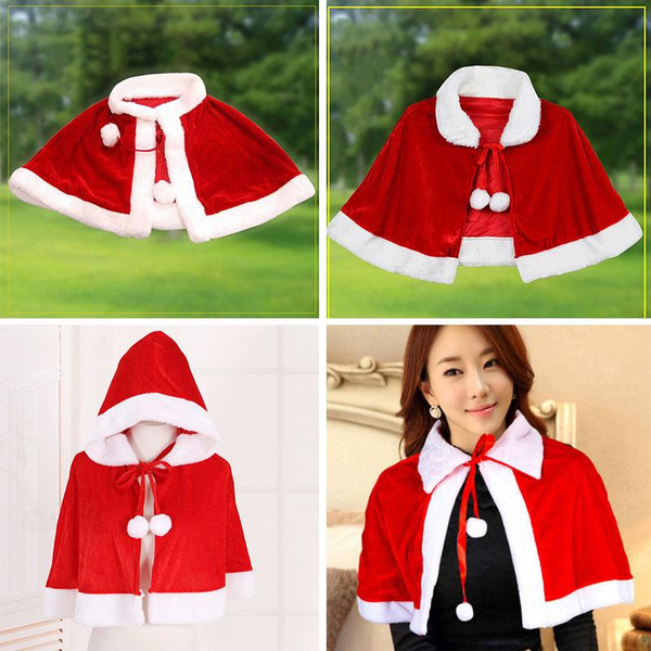 2022 Winter Christmas Costume Red Velvet Cloak Children's Fashion Shawl ...