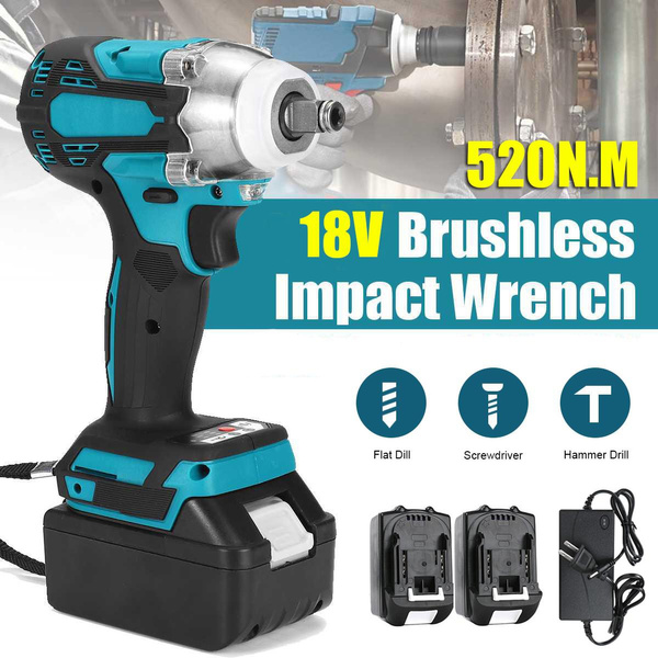 Upgrade 18V 520N.m Brushless Cordless Electric Impact Wrench 1/2 Inch ...