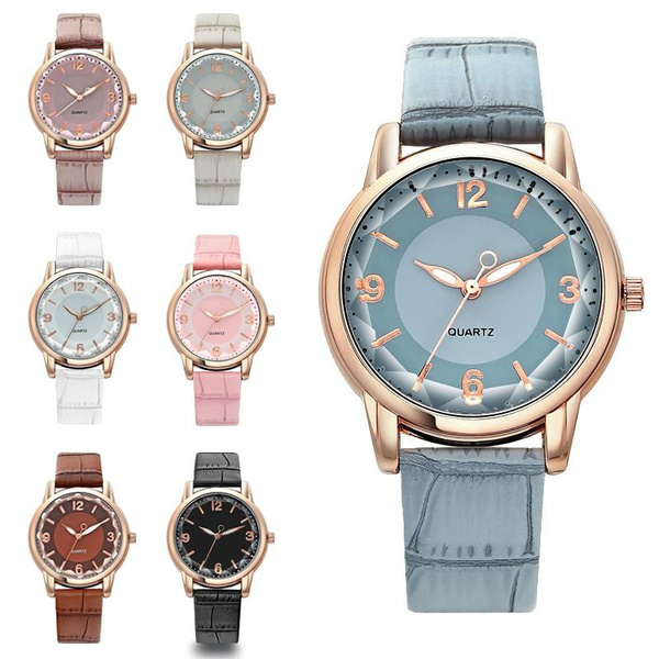 Leather Strap Ladies Watch Polygon Glass Luxury Women clocks | Wish