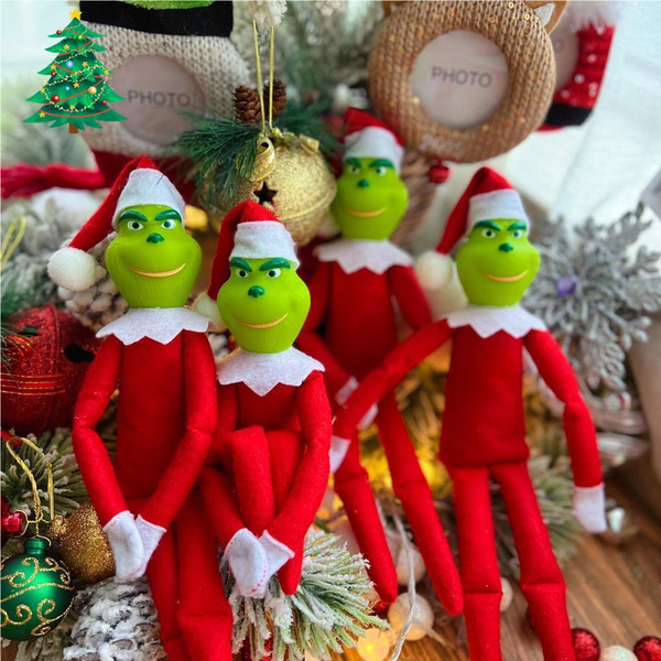 New Grinch on The Shelf Elf Doll Grinch Christmas Decorations Green ...