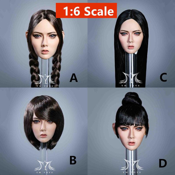1PCS 1/6 Scale Girl Head Model Female Head Sculpt Carving Model Fit 12 ...