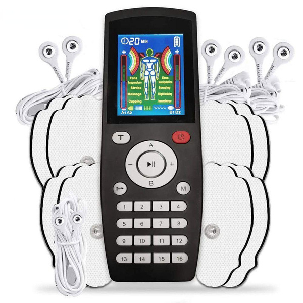 16 Modes Tens Unit 4 Output EMS Nerve Muscle Stimulation Digital Pulse ...