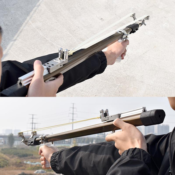 Three-section Telescopic Long Pole Hunting Shooting Slingshot Set | Wish