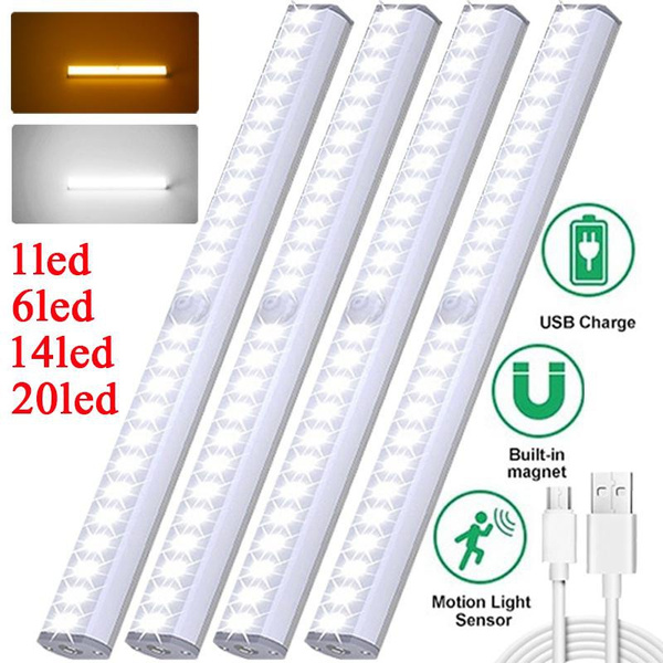 Upgraded 1/6/14/20LED Closet Light Rechargeable Motion Sensor Under ...