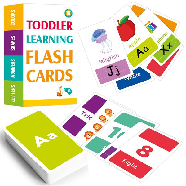 58pcs/set Toddler Learning Flash Card Children Early Learning Colors ...