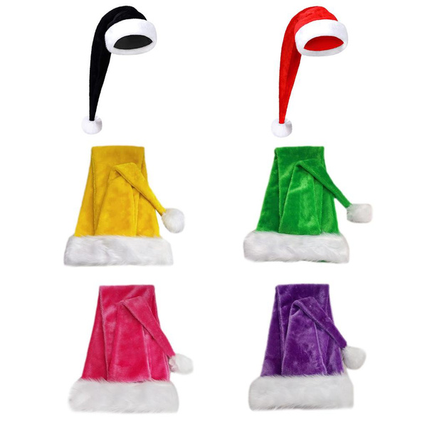 Christmas Party Hat Plush Santa Hat Long Christmas Hat Christmas Party ...