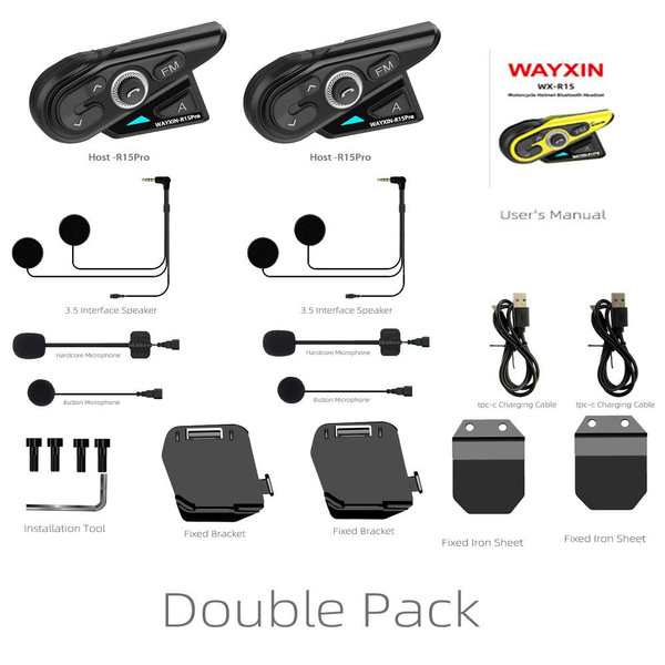 WAYXIN R15Pro Motorcycle Bluetooth Intercom Helmet Intercom Up to 8 ...